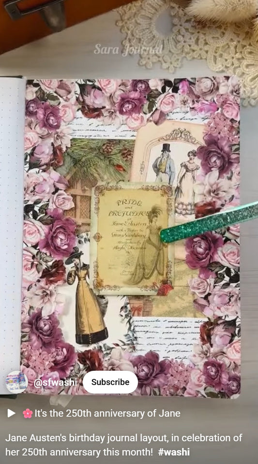 Jane Austen Birthday journal layout from Sara Journal. Celebrate Jane