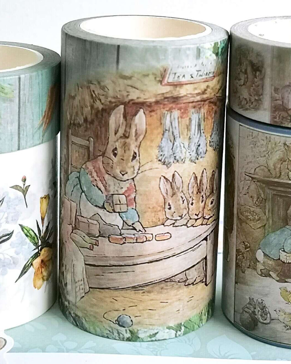 Peter Rabbit washi tapes Set of 5 Rolls. Extra Wide and Long (394") Ro