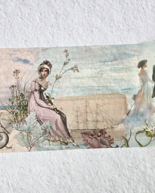 Jane Austen seaside stroll theme extra wide washi tape sticker roll fo