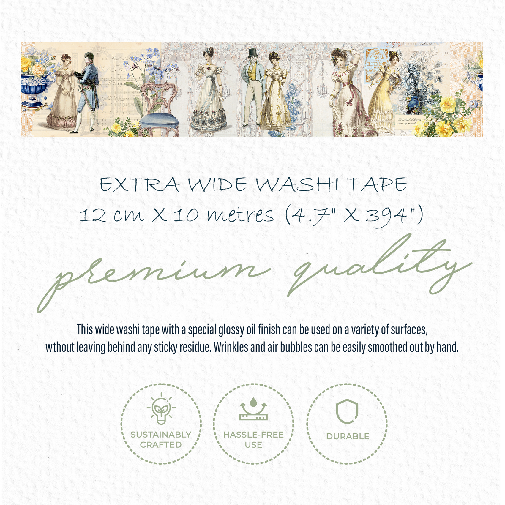 Jane Austen Regency era spring ball theme extra wide washi sticker tap